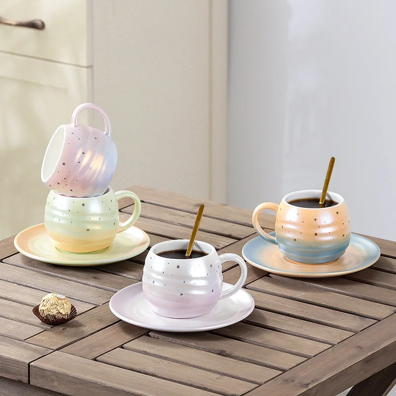250ml-Starry-Sky-Colorful-Ceramic-Cup-And-Plate-Set-European-Style ...