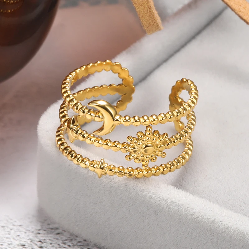 Stainless-Steels-Sun-Moon-Rings-For-Women-Hollow-Classic-Gold-Color ...