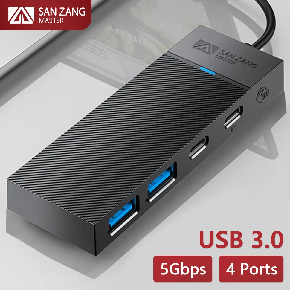 SANZANG Multiple 4 Port USB 3.0 Hub Type C Splitter Extension Dock ...