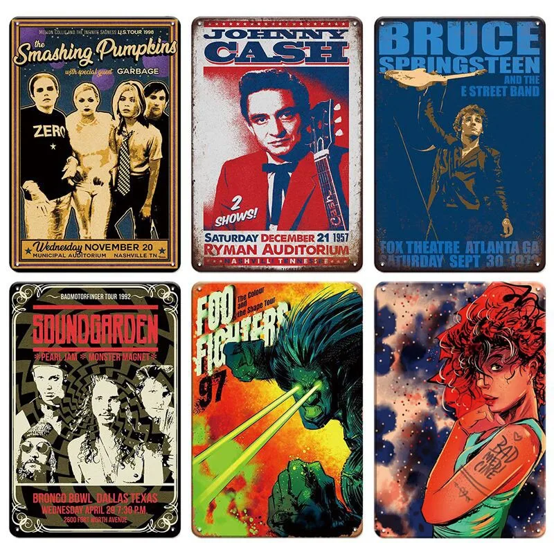 Ineed Vintage Rrok N Roll Metal Poster Tin Sign Johnny Cash Metal ...