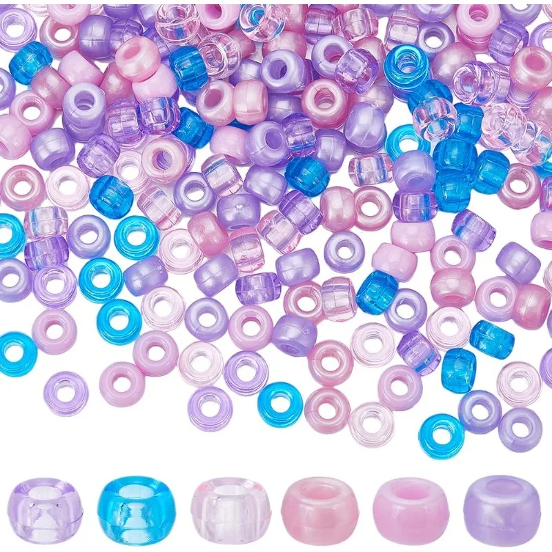 600Pcs Pony Beads Bulk 6x9mm Plastic Pony Bead Opaque Pearl Pony Beads ...