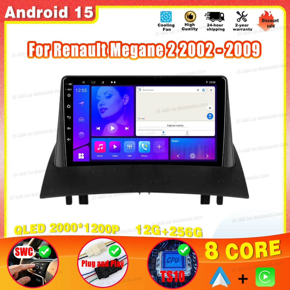 Car Radio For Renault Megane 2 2002 - 2009 Wireless Carplay Stereo ...