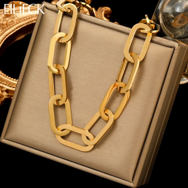 EILIECK-316L-Stainless-Steel-Gold-Color-Thick-Link-Chain-Necklace-For ...
