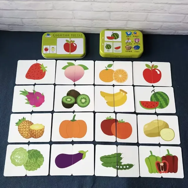 Montessori Cards Puzzle Toddlers Toys Developing Baby Games Cognitive ...