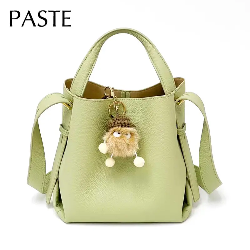 Ins-Chic-First-Layer-Cowhide-Leather-Bucket-Tote-Small-Green-Luxury ...