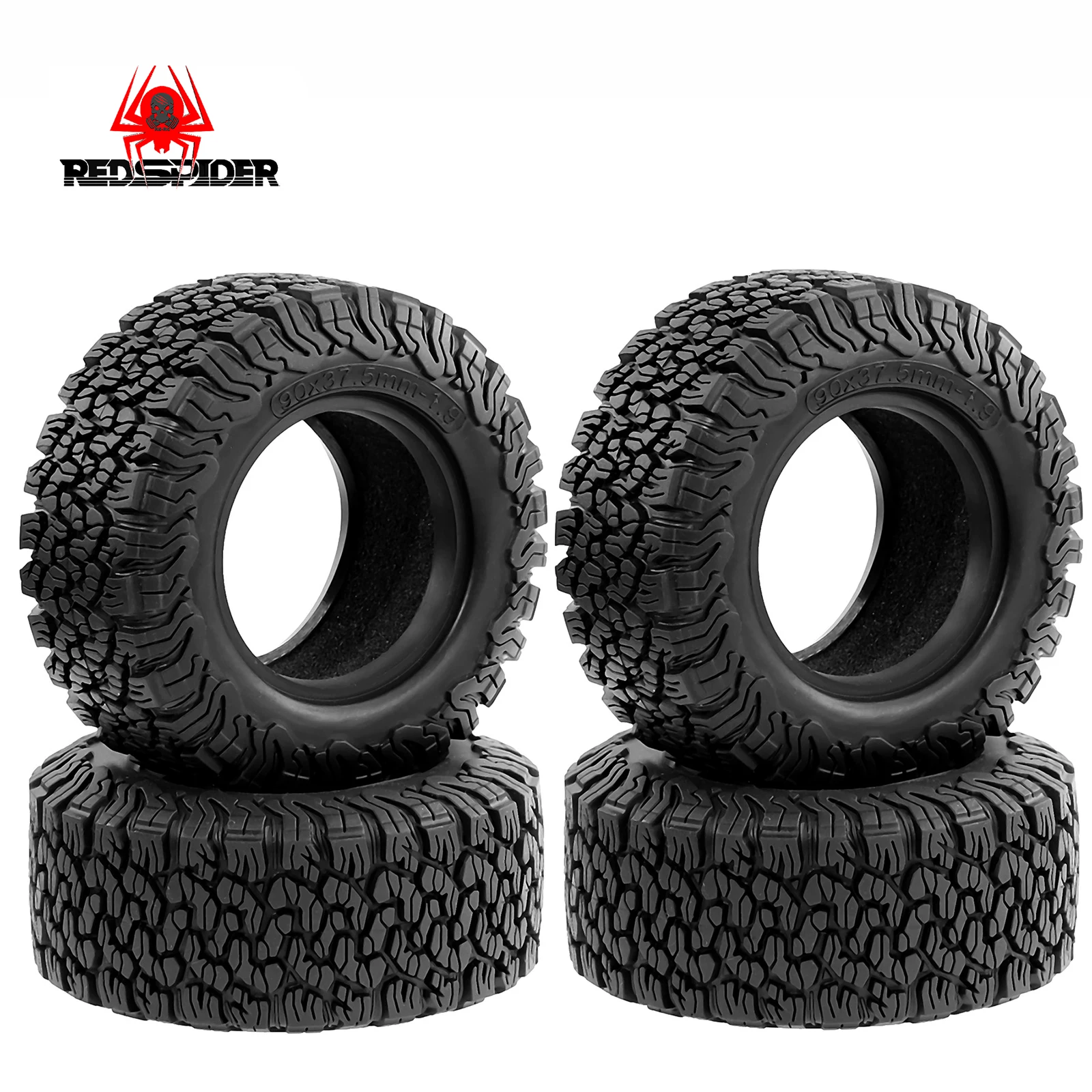 RED SPIDER 4Pcs 1.9 inch 90*37mm Beadlock Rubber Wheel Tires for 1/10 ...