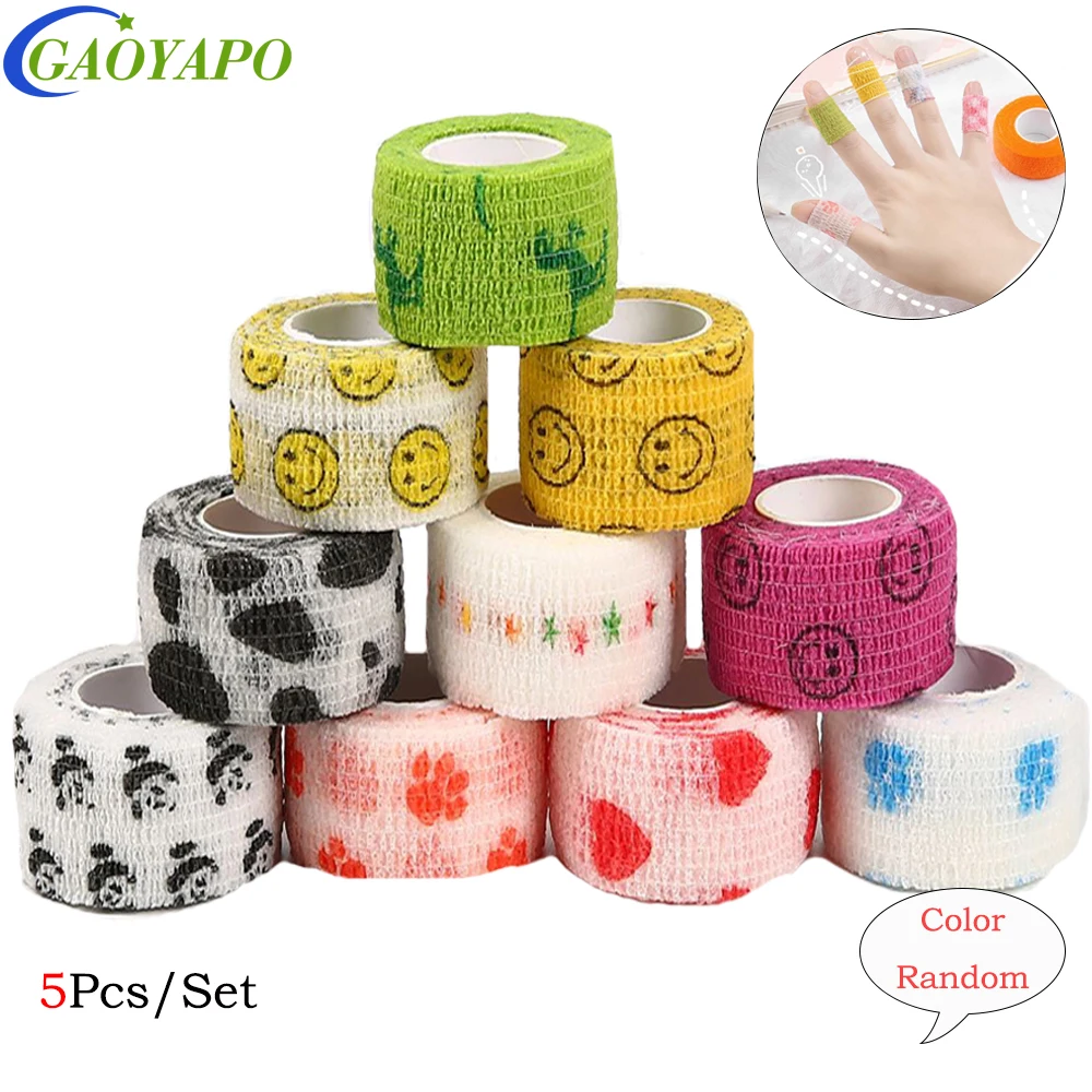 5Pcs-Set-2-5cm-Wide-Self-Adhesive-Bandage-Wrap-Colorful-Breathable-Vet ...