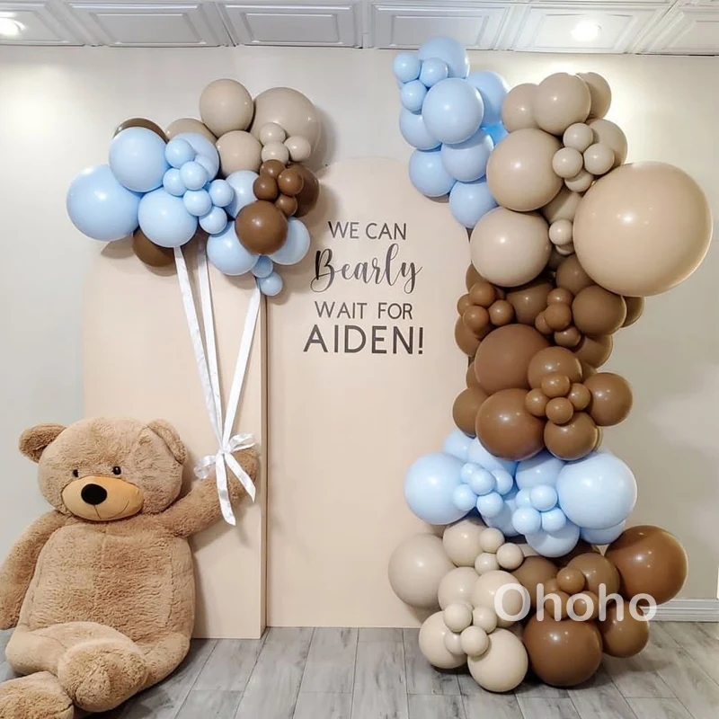 Blauw-Bruin-Ballon-Garland-Arch-Kit-Jongen-Verjaardag-Ballonnen-Koffie ...