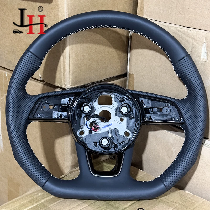 The-leather-flat-bottomed-sport-heated-perforated-steering-wheel-is ...