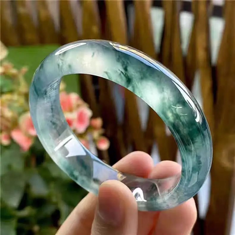 Dulong jade ice type floating flower jade bracelet, quartzite jade ...