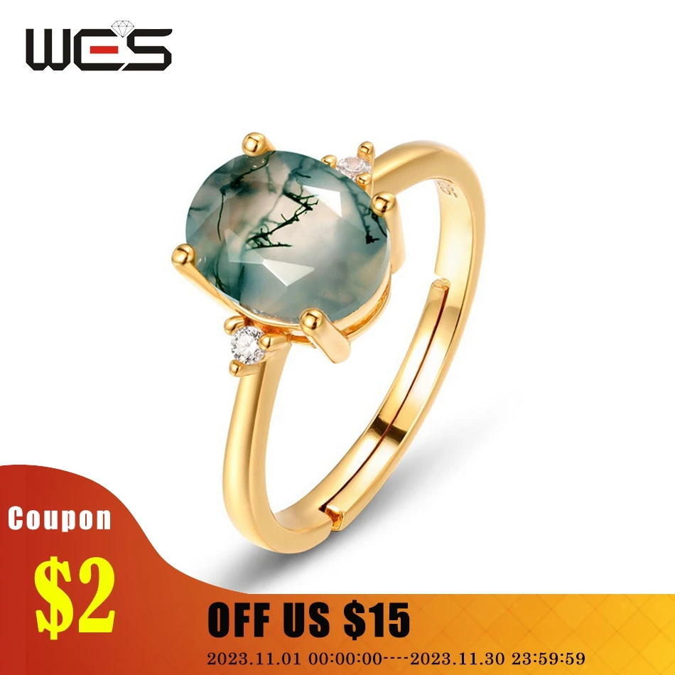 WES-925-Sterling-Silver-Original-Certified-Natural-Stone-Moss-Agate ...