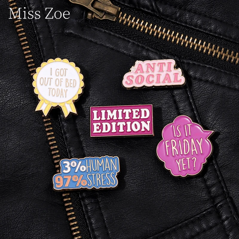 Funny-Banner-Slogan-Enamel-Pins-Anti-Social-Limited-Edition-Sleeping ...