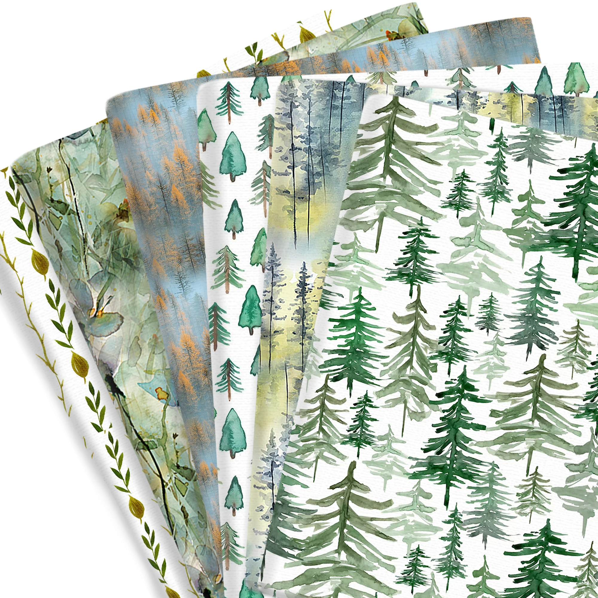 50*145cm Green Tree Mountain Printed Cotton Fabrics by the Meter for ...