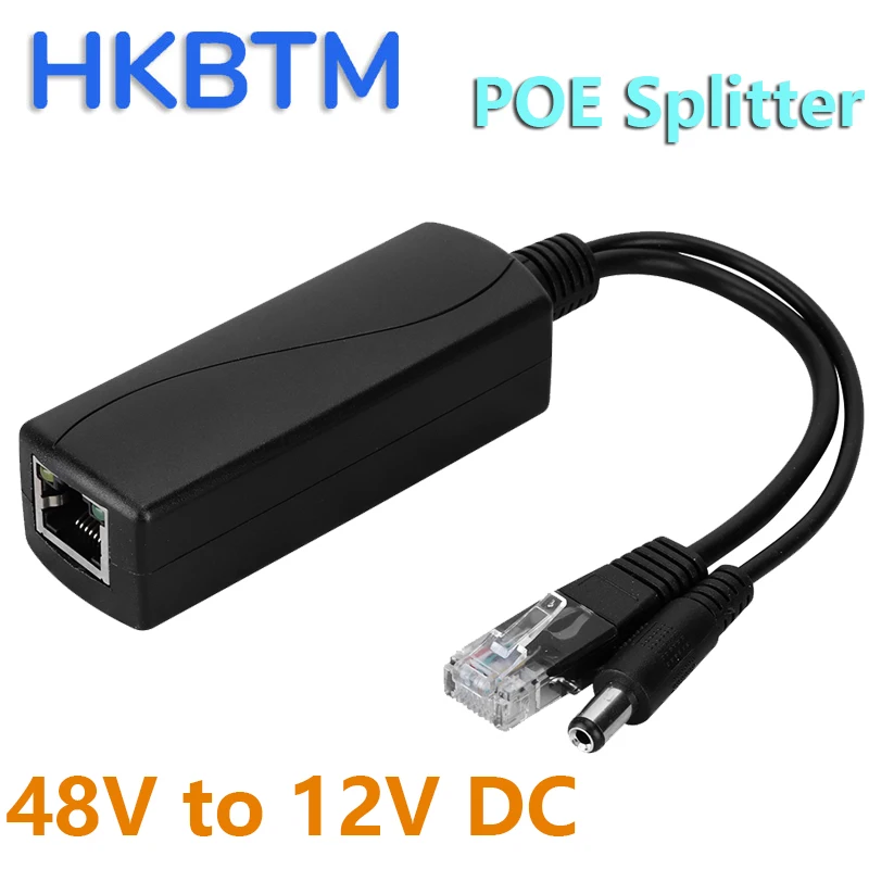 HKBTM 48V To 12V POE Connectors Adapter Cable Splitter Injector Power ...