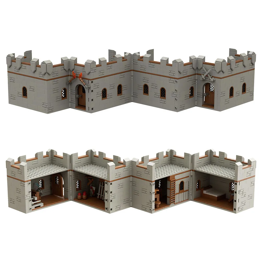 Medieval Castle Fortress MOC Building Set Gatehouse Modular Gate, Walls ...