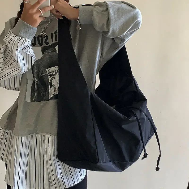 Casual Nylon Shoulder Bag Female Large Capacity Crossbody Bag Black ...