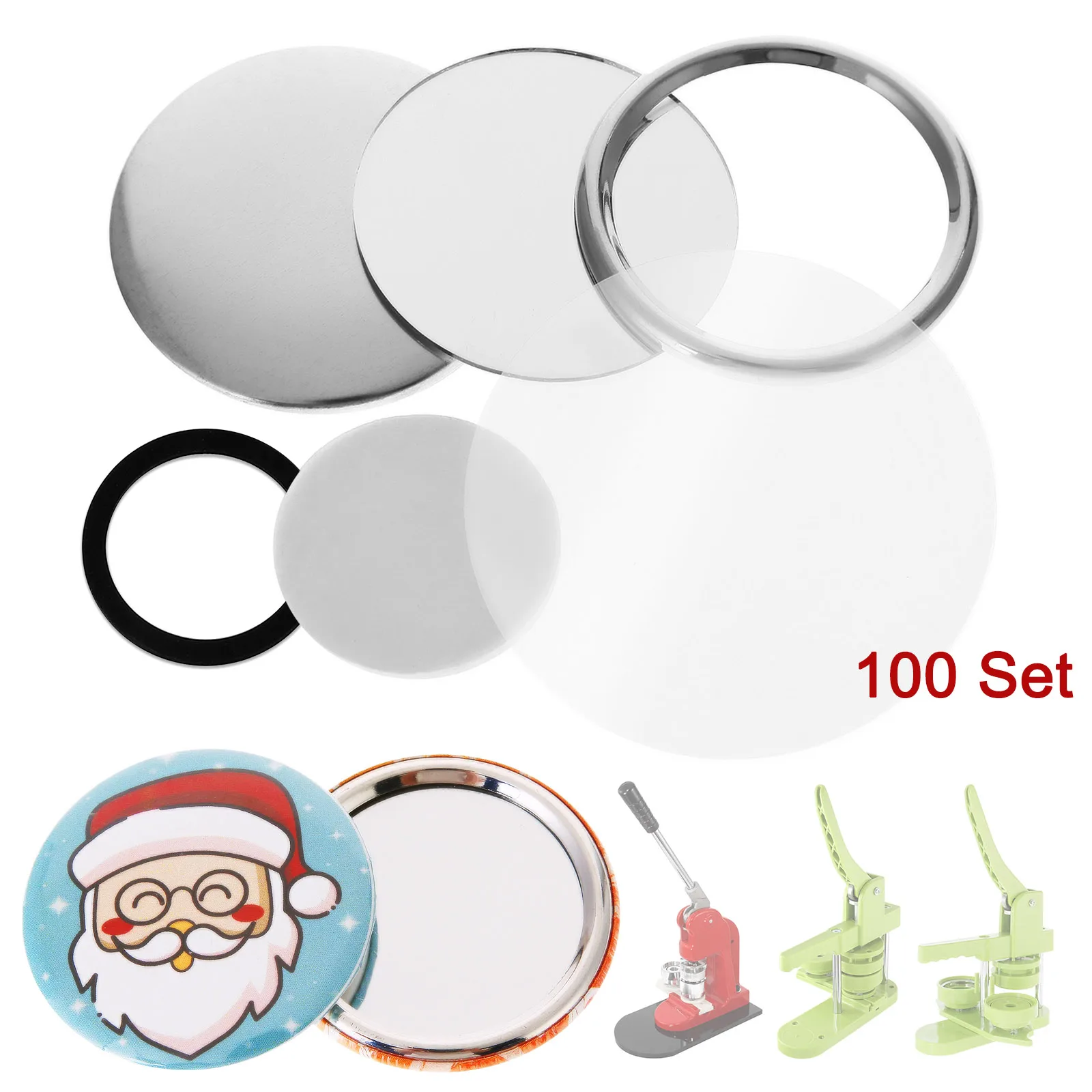 100 Sets Key Ring Mirror Blank Badge Button Pins Pocket Mirrors 58mm ...