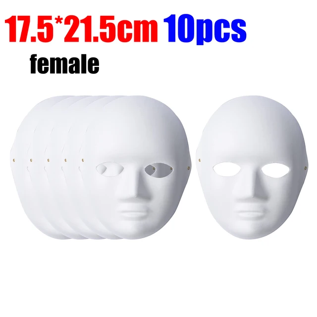 10pcs DIY Full Face Masks Paper Blank White Halloween Cosplay Cat Diy ...