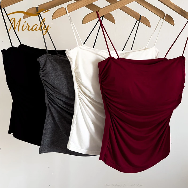 Y2K Streetwear Women Spaghetti Strap Crop Tops With Bra Bodycon ...