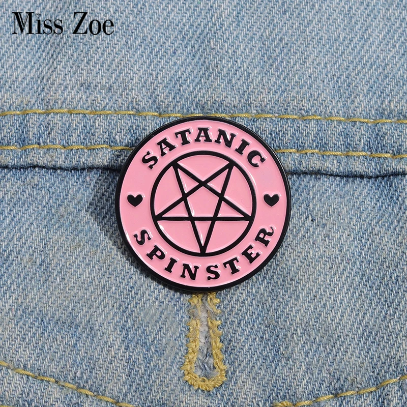 Satanic-Spinster-Enamel-Pins-Custom-Five-Pointed-Star-Brooches-Lapel ...