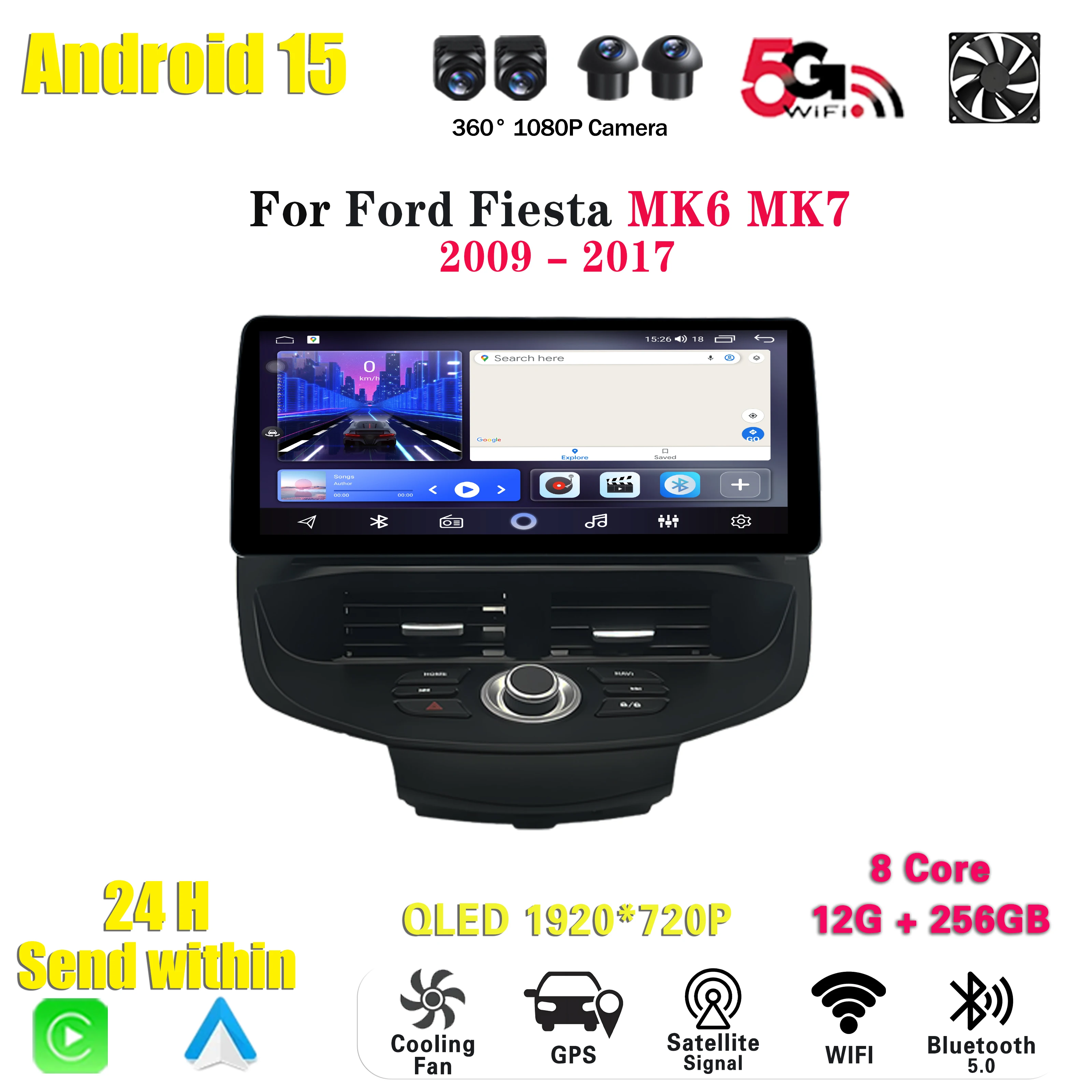 12.3 Inch For Ford Fiesta MK6 MK7 2009-2016 LHD RHD Android 15 auto Car ...