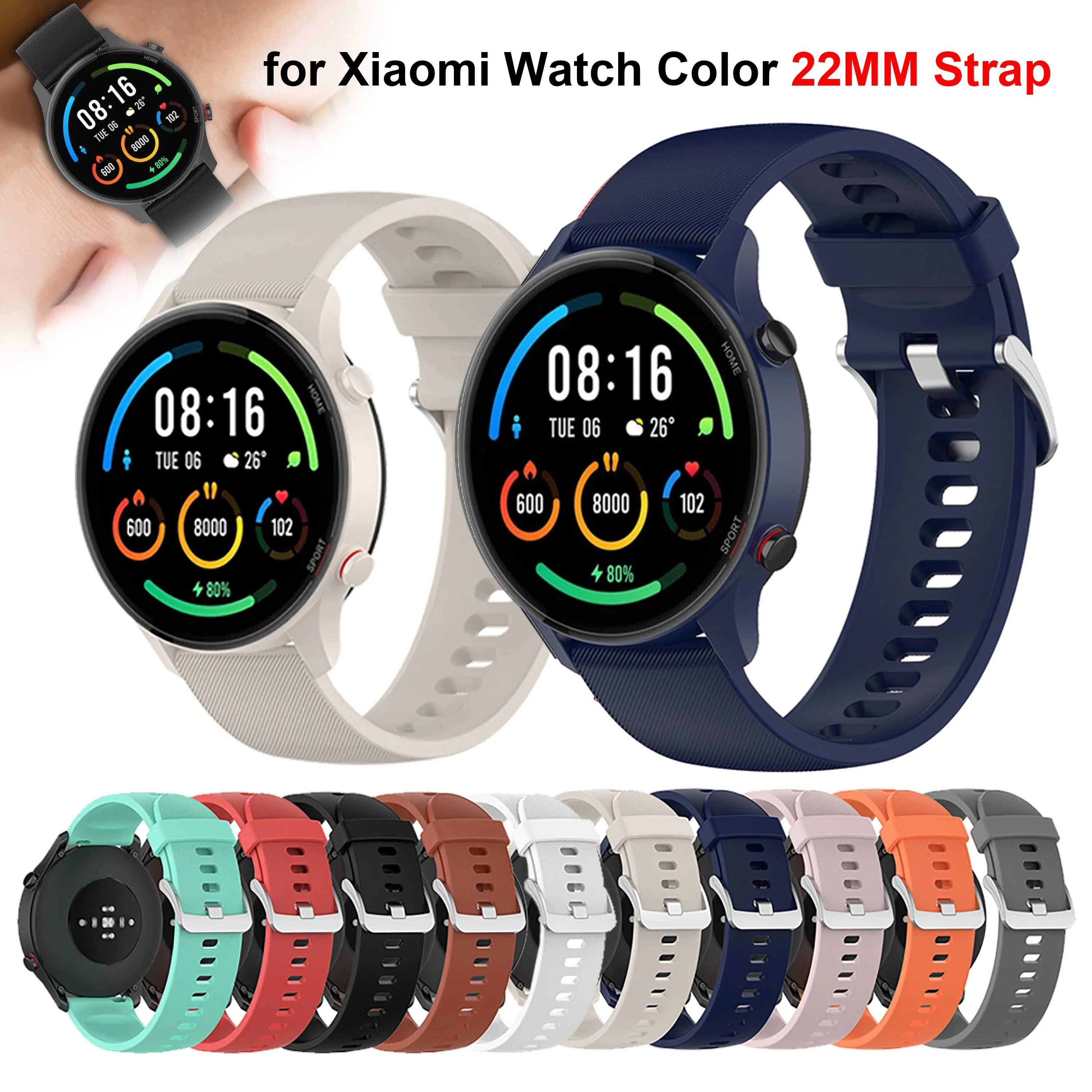 22mm-Official-Silicone-strap-for-Xiaomi-Mi-Watch-Color-Sports-S1-Active ...