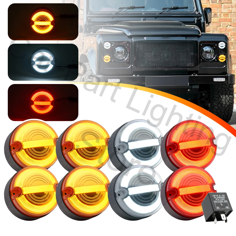 8PCS-95mm-LED-Complete-Update-kit-For-Land-Rover-Defender-90-110-130 ...