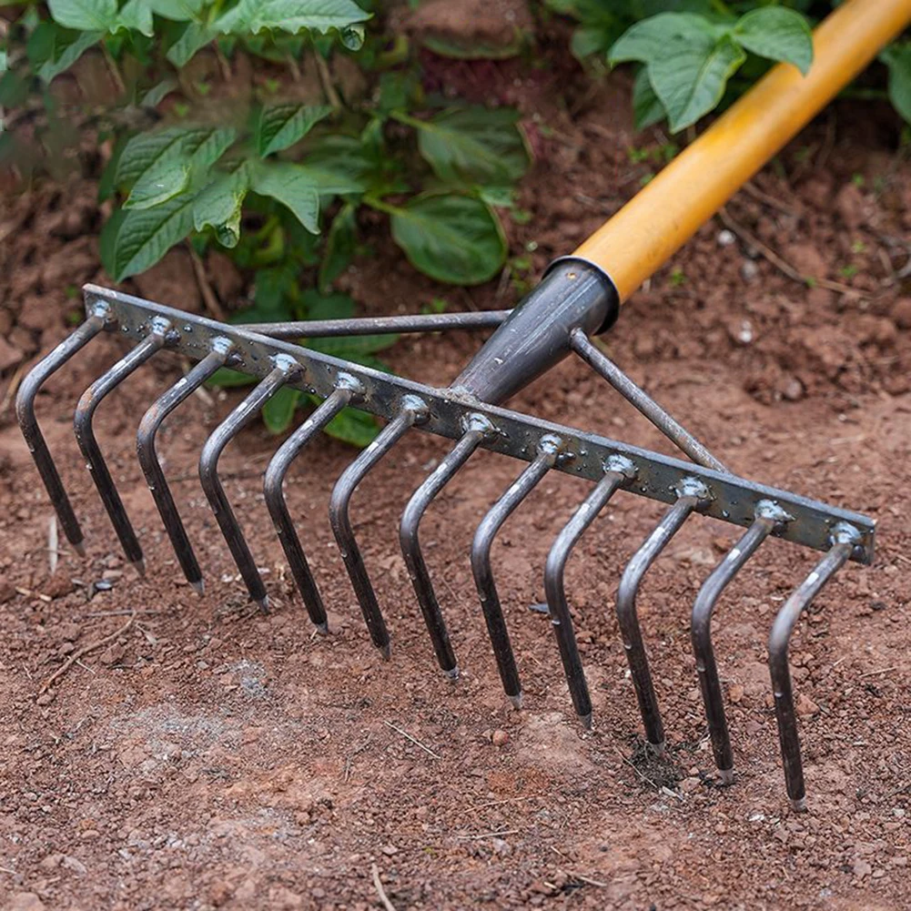 High-Carbon-Steel-Nail-Rake-Multifunctional-4-7-9-12-Teeth-Garden-Rake ...