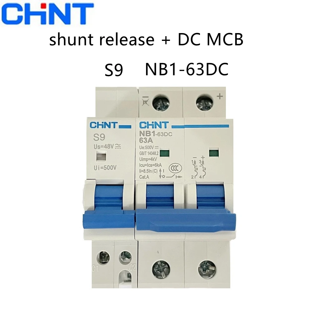CHINT NB1-63DC DC MCB With Shunt Release Solar Energy Photovoltaic Mini ...