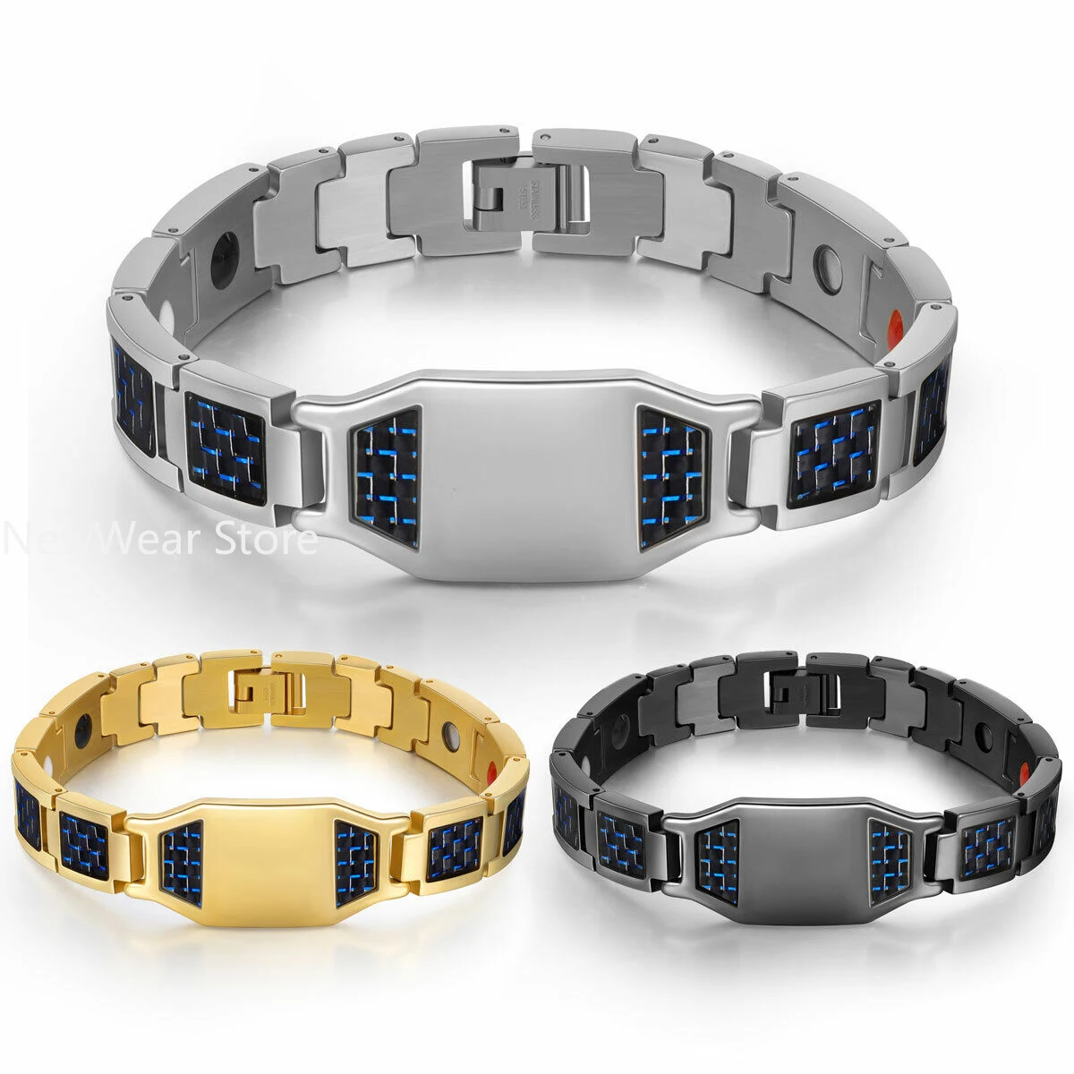 Men-s-Titanium-Steel-Magnetic-Blocks-Bangle-Strap-Watchband-Germanium ...