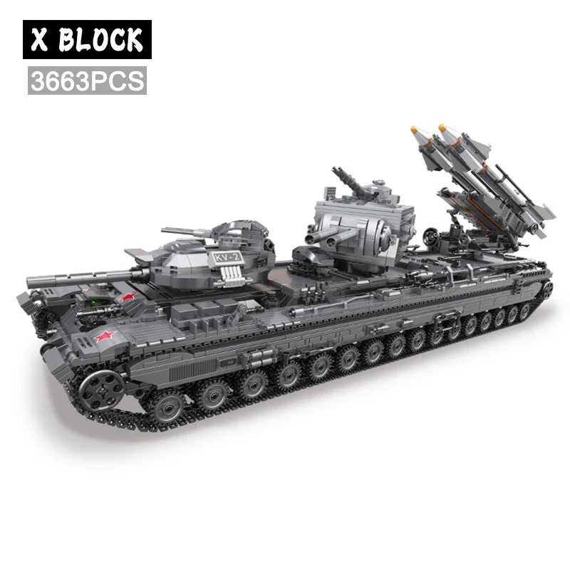 WW2-Military-Series-Large-Soviet-KV-2-Tank-Building-Blocks-Bricks-Model ...