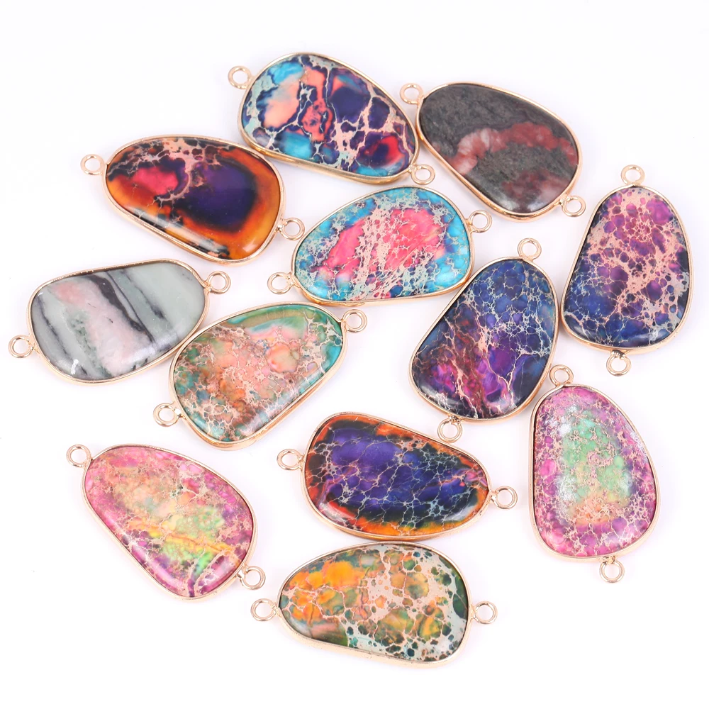 Colorful Natural Irregular Shape Gold Color Edge Trapezoid Stone ...