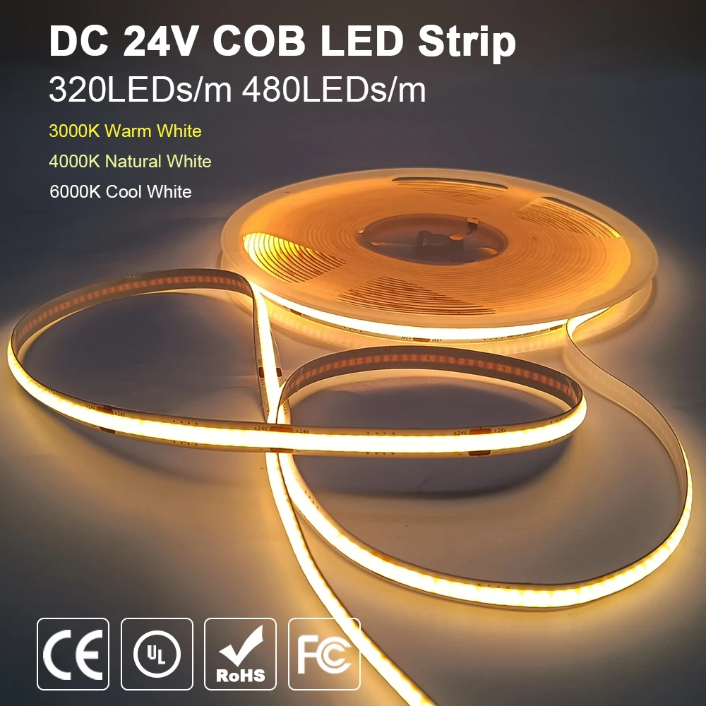Tira-de-luces-COB-320-480-LED-M-Cinta-Lineal-Flexible-de-alta-densidad ...