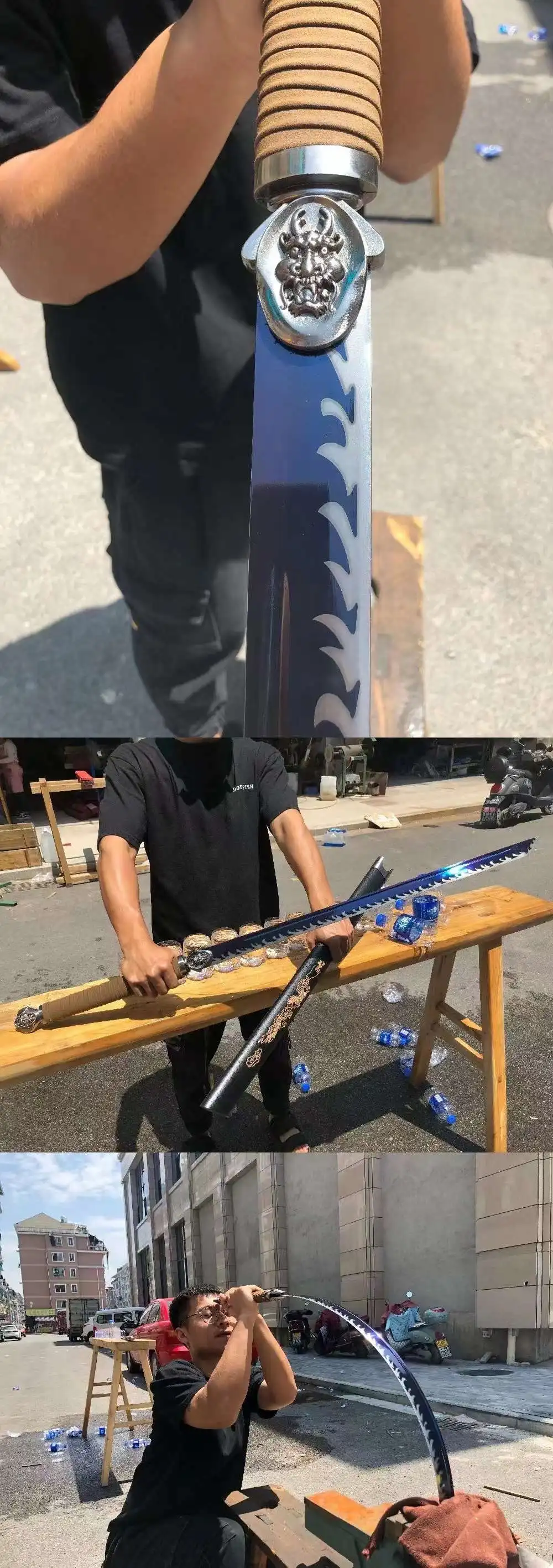 Chinese-Dragon-Head-Horizontal-Battle-Sword-Real-Handmade-Multiple ...
