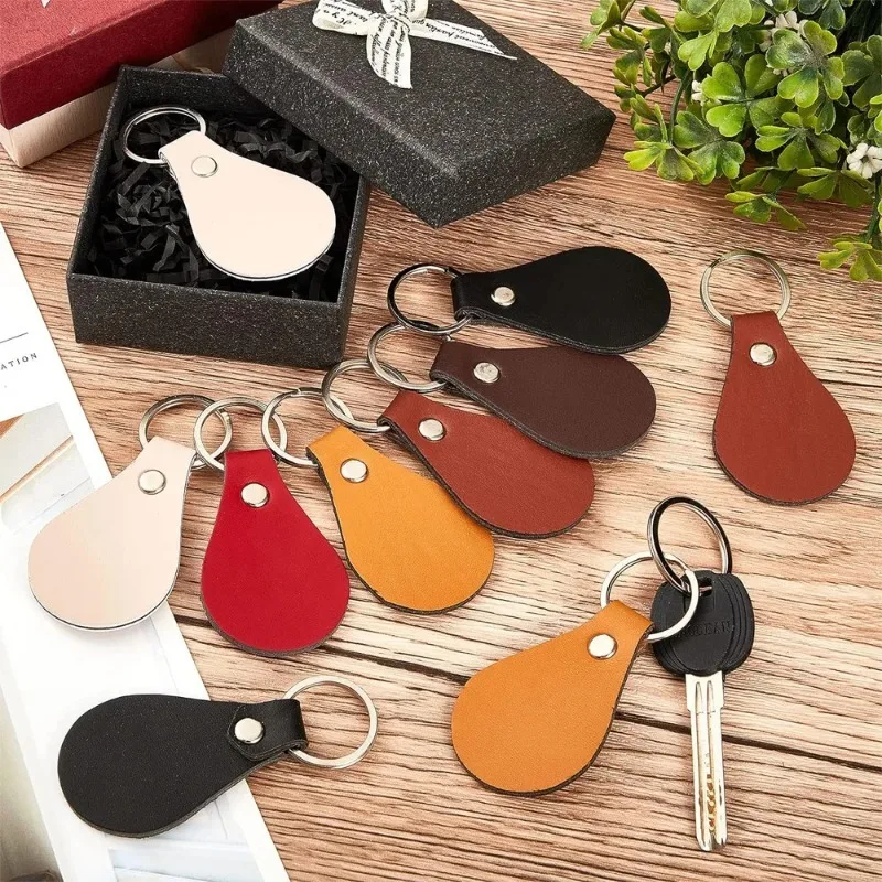 5-Colors-Water-Drop-PU-Leather-Keychains-Penders-Simple-Classical-Car ...
