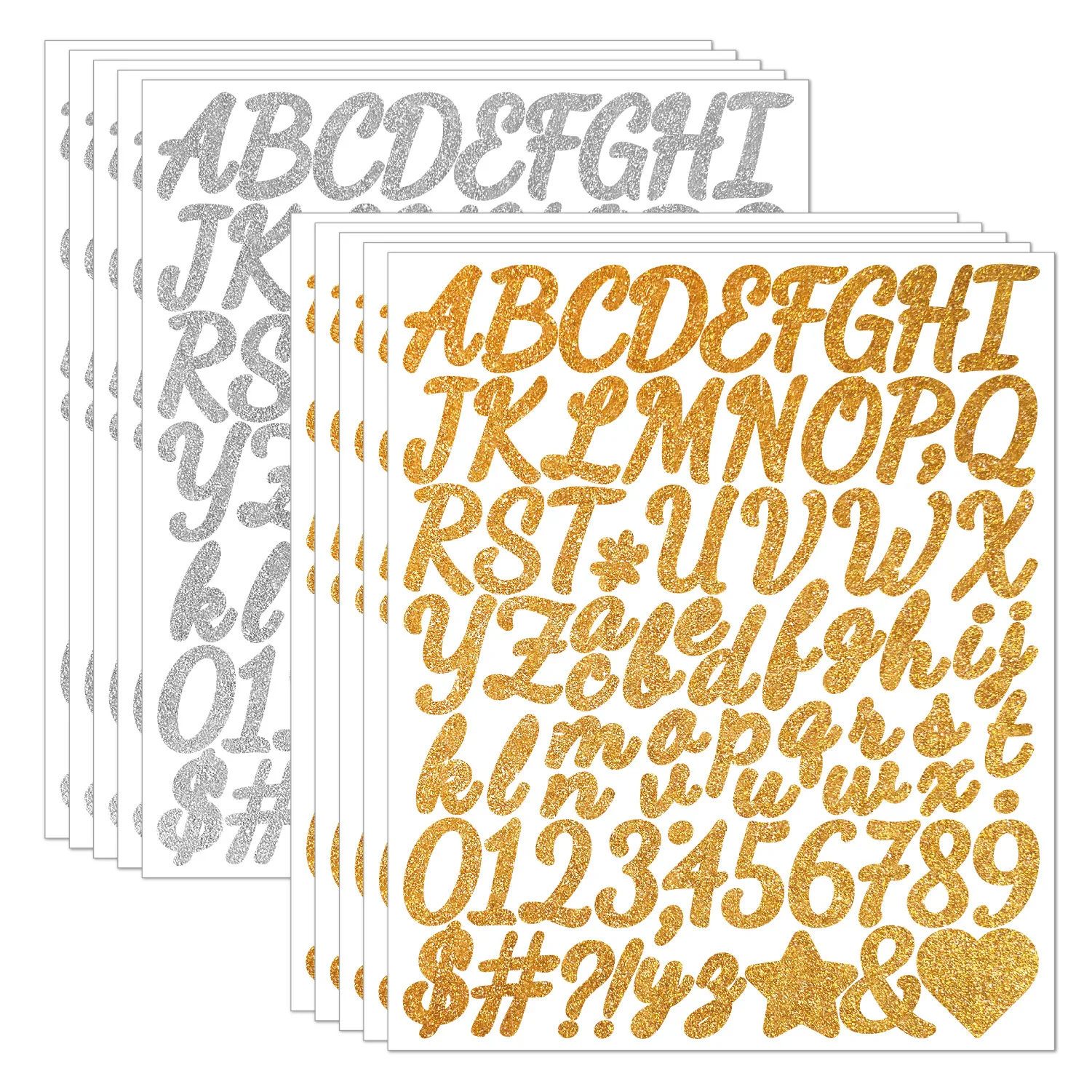 1-5inch-Glitter-Gold-Silver-Alphabet-Stickers-Adhesive-Letters-Numbers ...