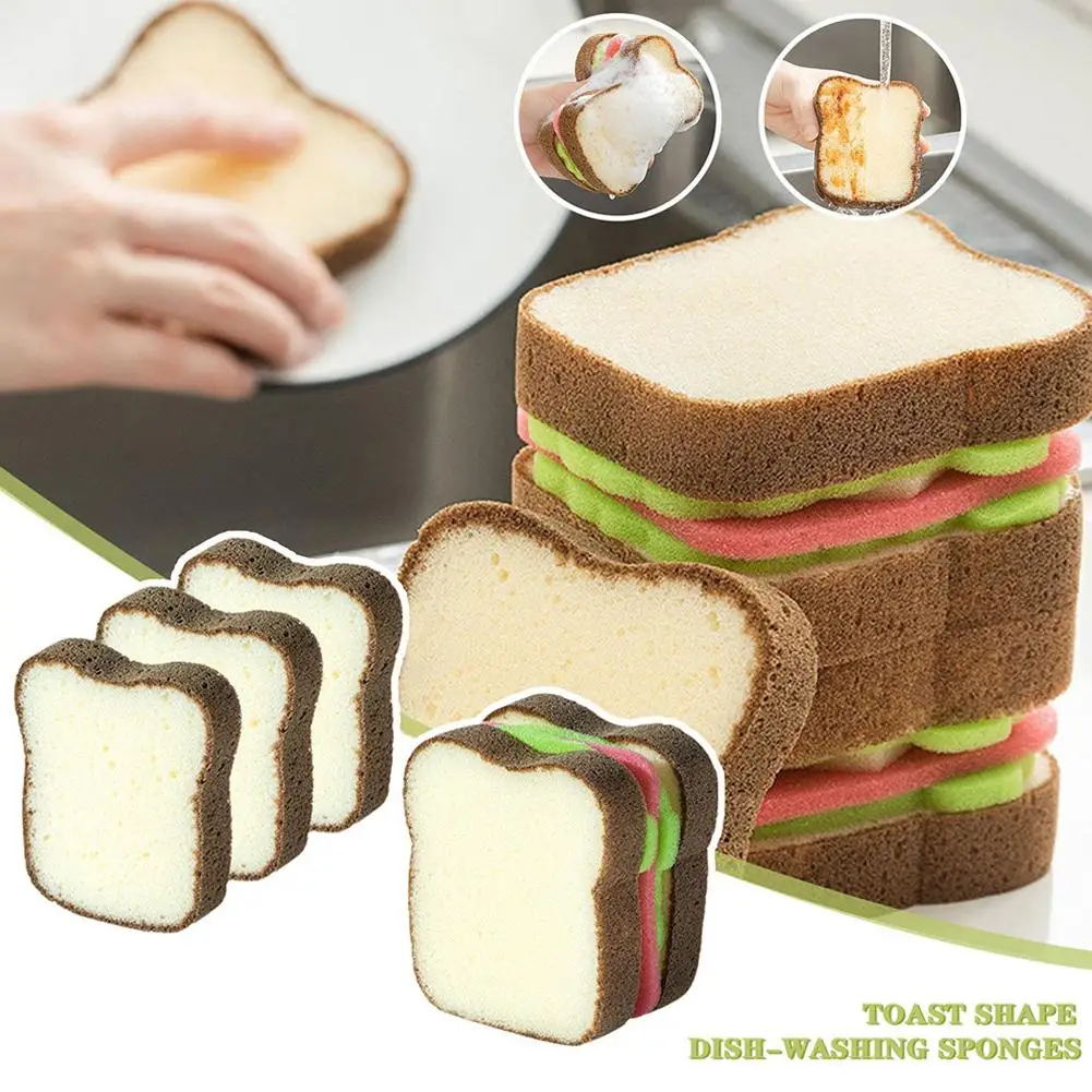 Creative-Dish-washing-Sponges-Toast-Sandwich-Shape-Washable-Scrubber ...