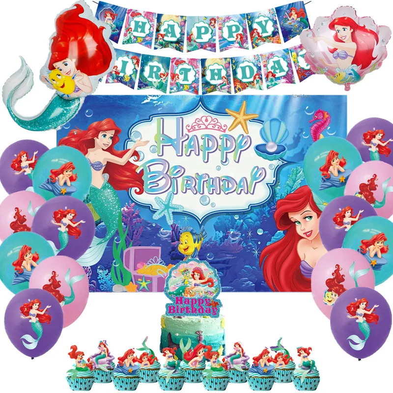 Disney-Princess-Mermaid-Ariel-Balloons-Girl-Birthday-Party-Happy ...