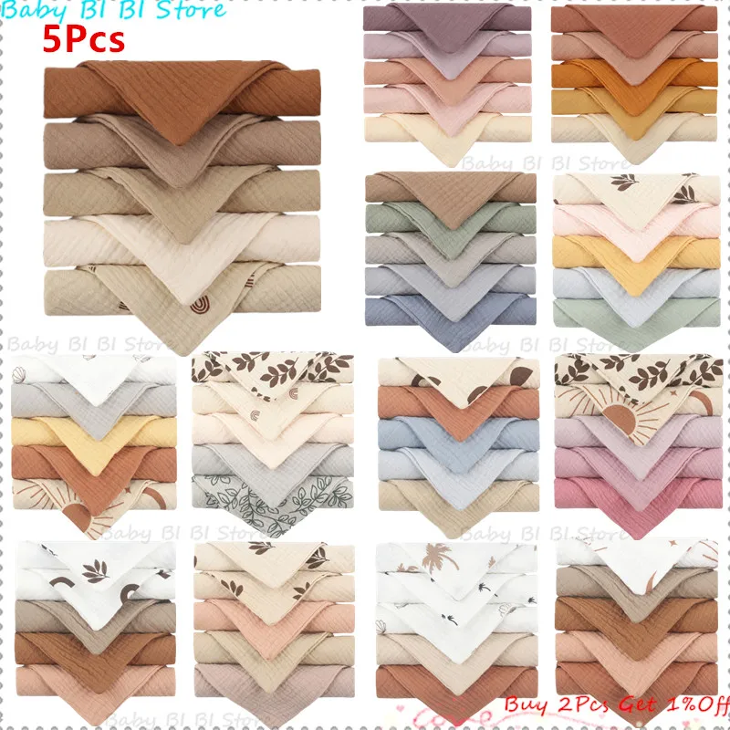 5 Pcs Towel Baby Face Cloth Baby Bath Towel Handkerchief Cotton Burp ...
