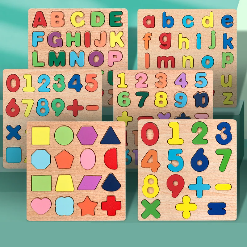 Kids-Alphabetic-Arithmetic-Number-Geometric-Shapes-Wooden-Puzzle ...