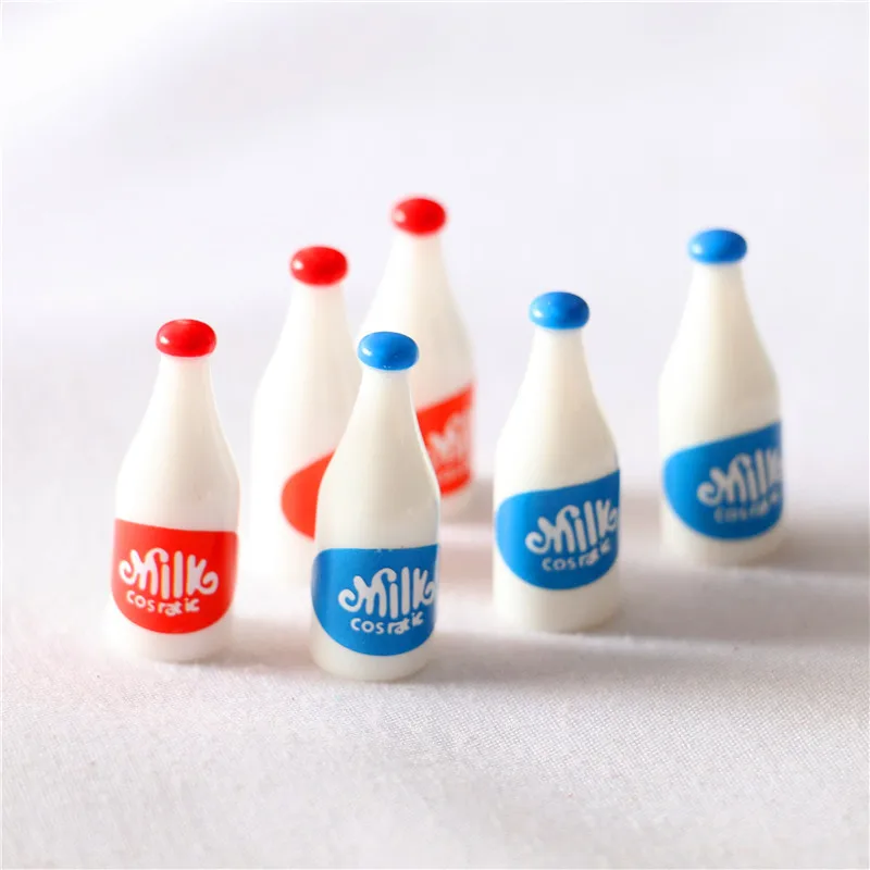3pcs Mini Milk Red Blue Bottle 1/6 Dollhouse Simulation Miniature Drink ...