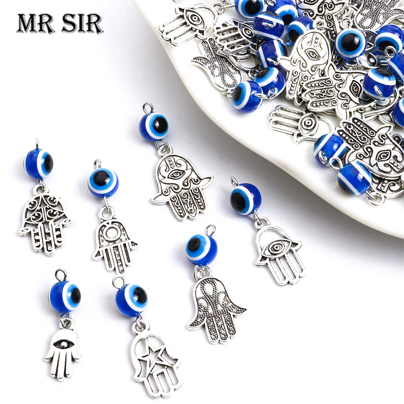 10pcs-Hamsa-Hand-Blue-Turkish-Evil-Eye-Charms-Amulet-Evil-Nazar-Eye ...