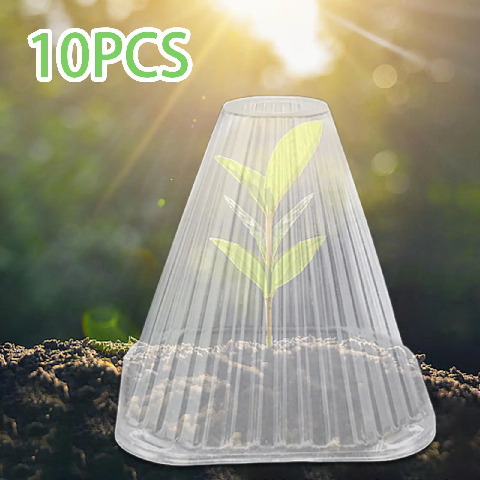 10 Pieces Garden Cloche Plant Dome Mini Greenhouse Frost Guard Freeze ...