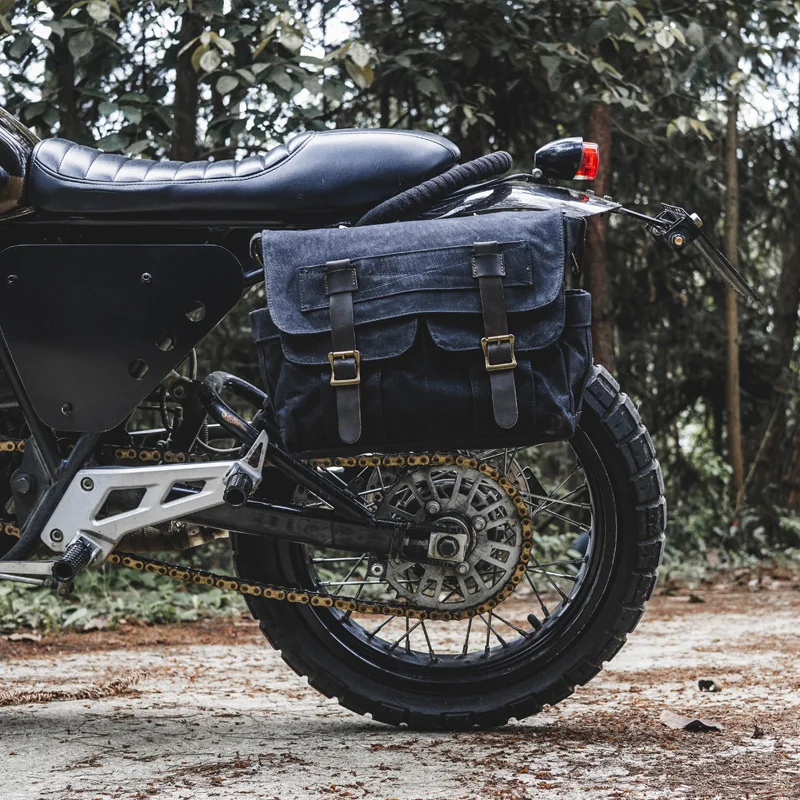 Waxed-Canvas-Motorcycle-Side-Bag-for-Bmw-750-800-Harley-Hongda ...