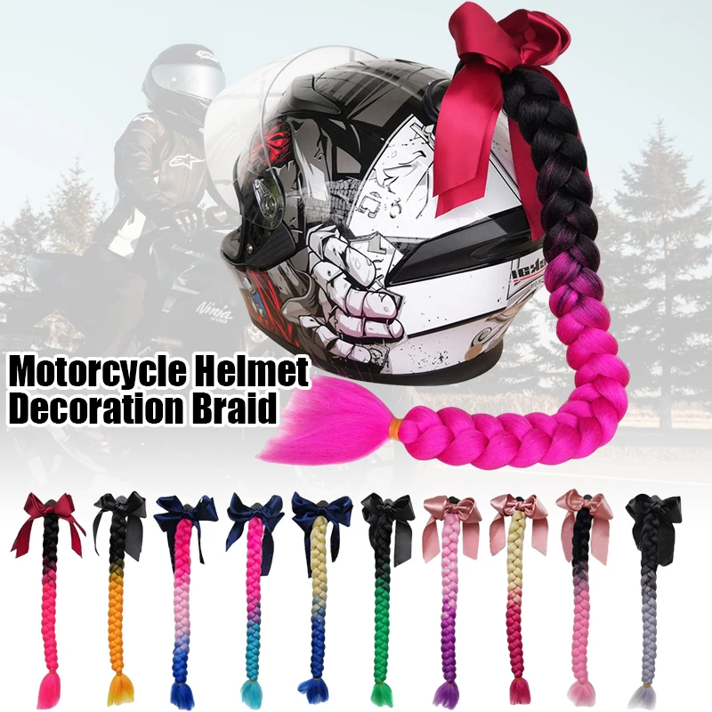 Hot Sale! Bowknot Helmet Pigtails Gradient Helmet Braids Ponytail Hair ...