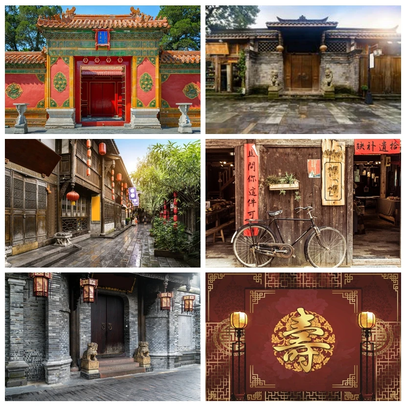 Traditional Chinese Style Photography Backdrop Buliding Room Decor ...