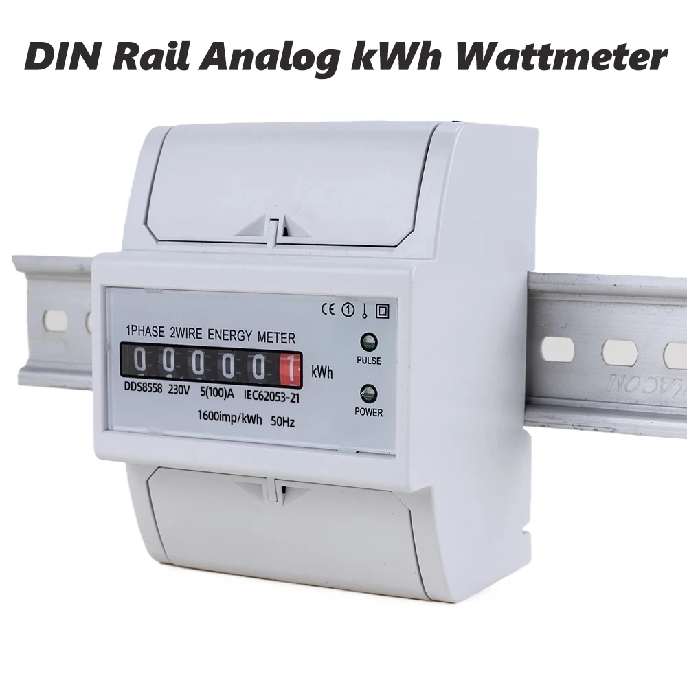 Analog-Din-Rail-Mount-Single-Phase-Two-Wire-Power-Consumption-Watt ...