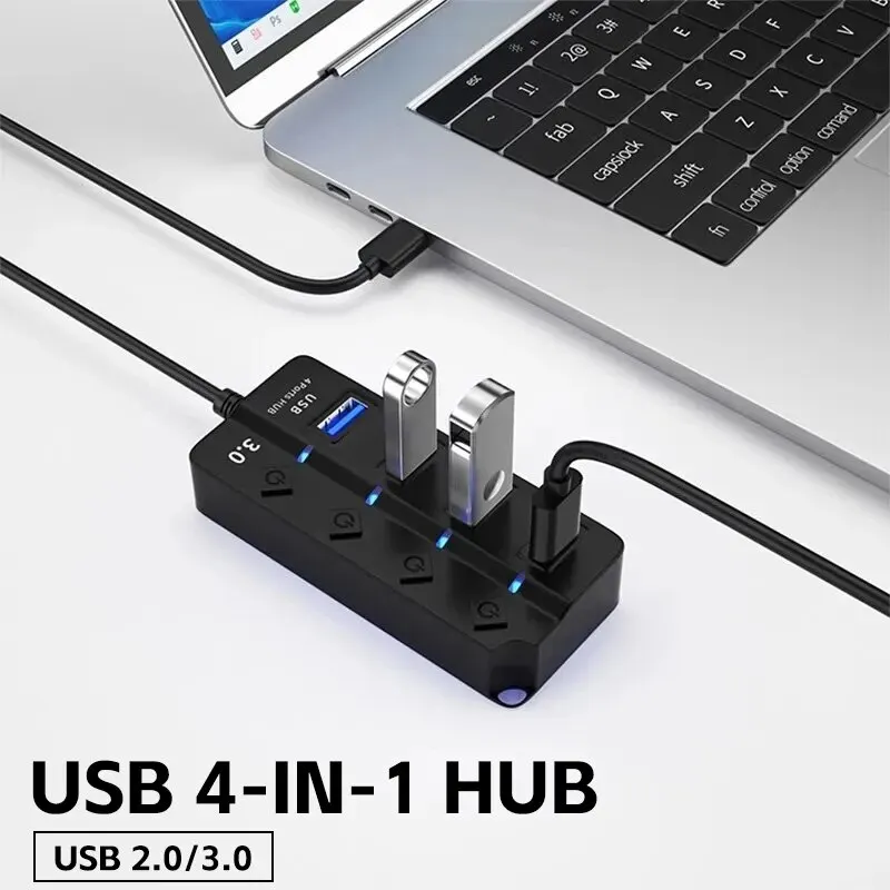 Divisor-USB-2-0-com-v-rias-portas-adaptador-USB-4-em-1-interruptor-de ...