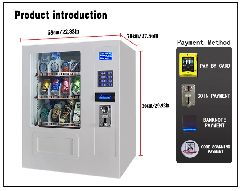 With coin and bill payment tabletop snack vending machine/food vending ...