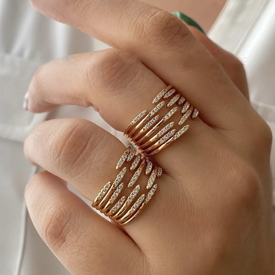 Anillos-de-doble-forma-cruzada-de-circ-n-para-mujer-anillo-cruzado-de ...